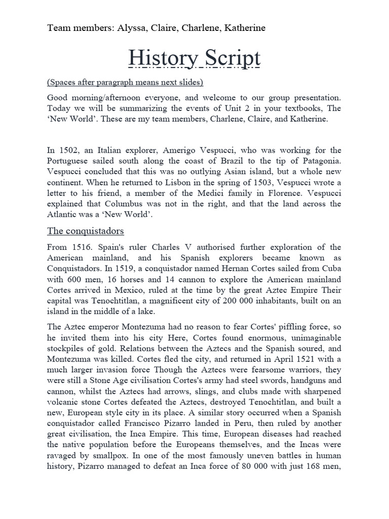 History Script | Download Free PDF | Spanish Empire | Conquistador