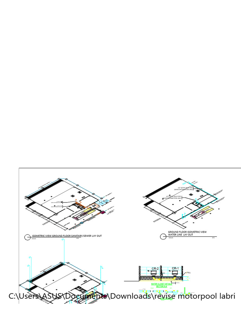 motorpool plumbing plan | PDF | Hydraulic Engineering | Sanitation