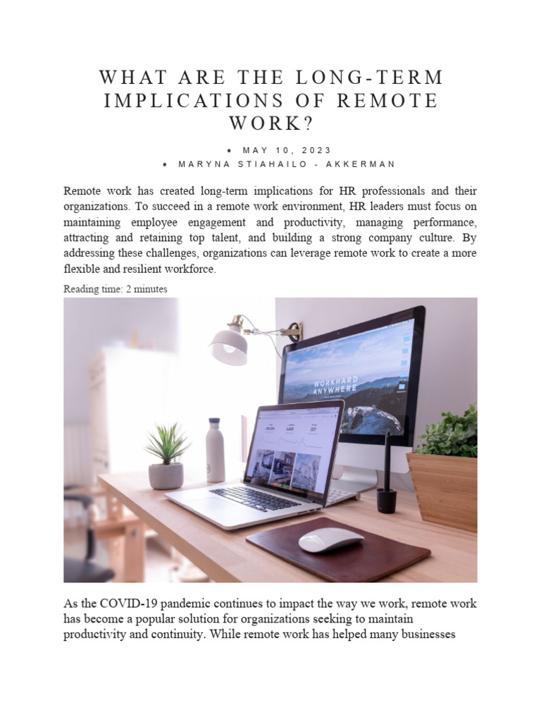 What Are The Long-Term Implications of Remote Work | PDF | Occupational Burnout | Mental Health