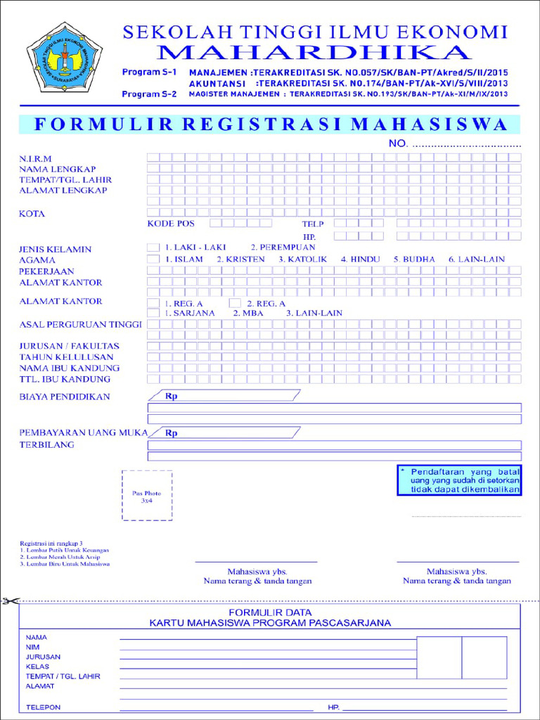 FORM PENDAFTARAN S2 | PDF