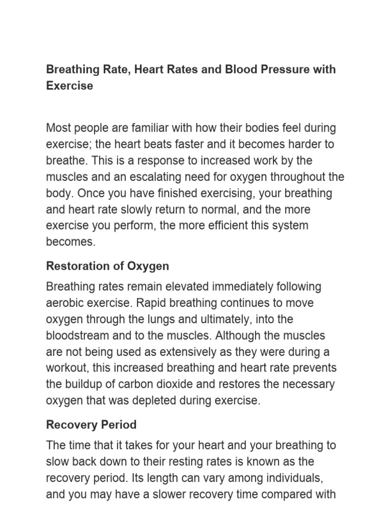 Breathing Rate, Heart Rate, Blood Pressure With Exercise | Download ...