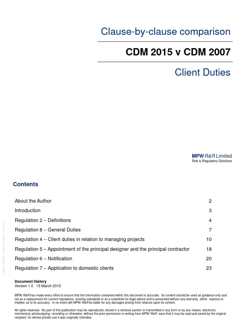 CDM 2007 V CDM 2015 | PDF | Safety