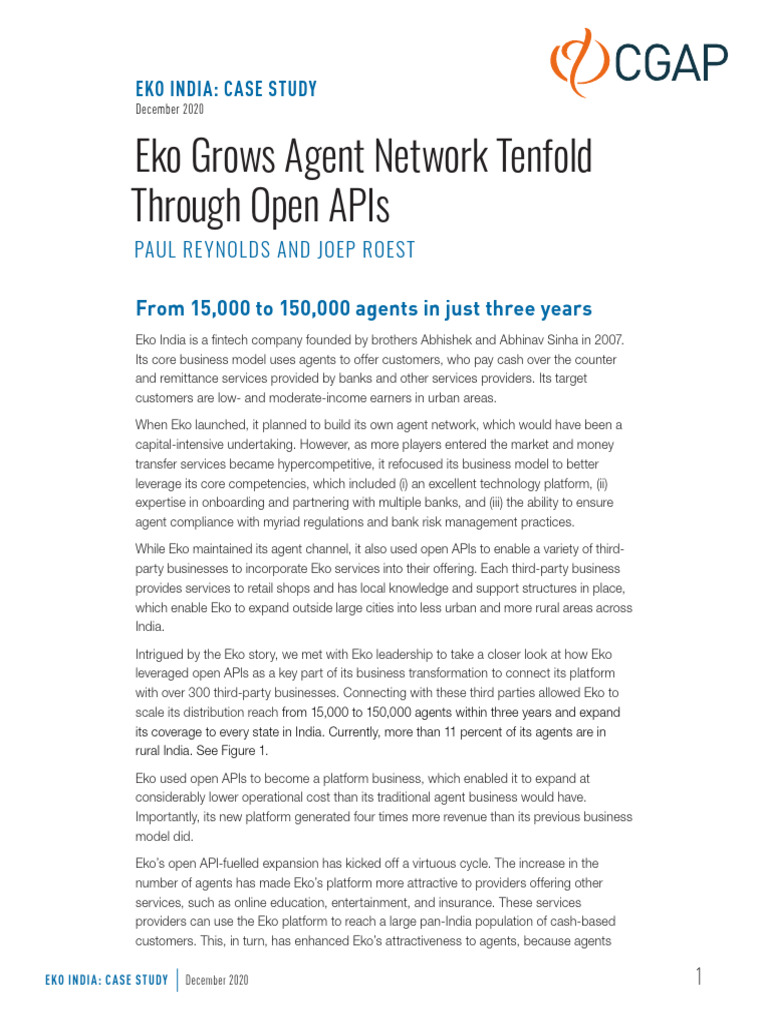 2020 12 Case Study Eko India | PDF | Banks | Cash