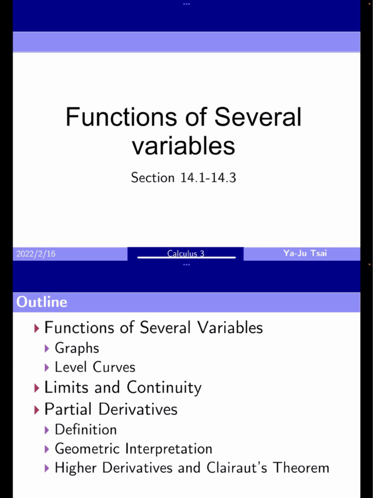 14.1 Functions Of of Several Variables | PDF