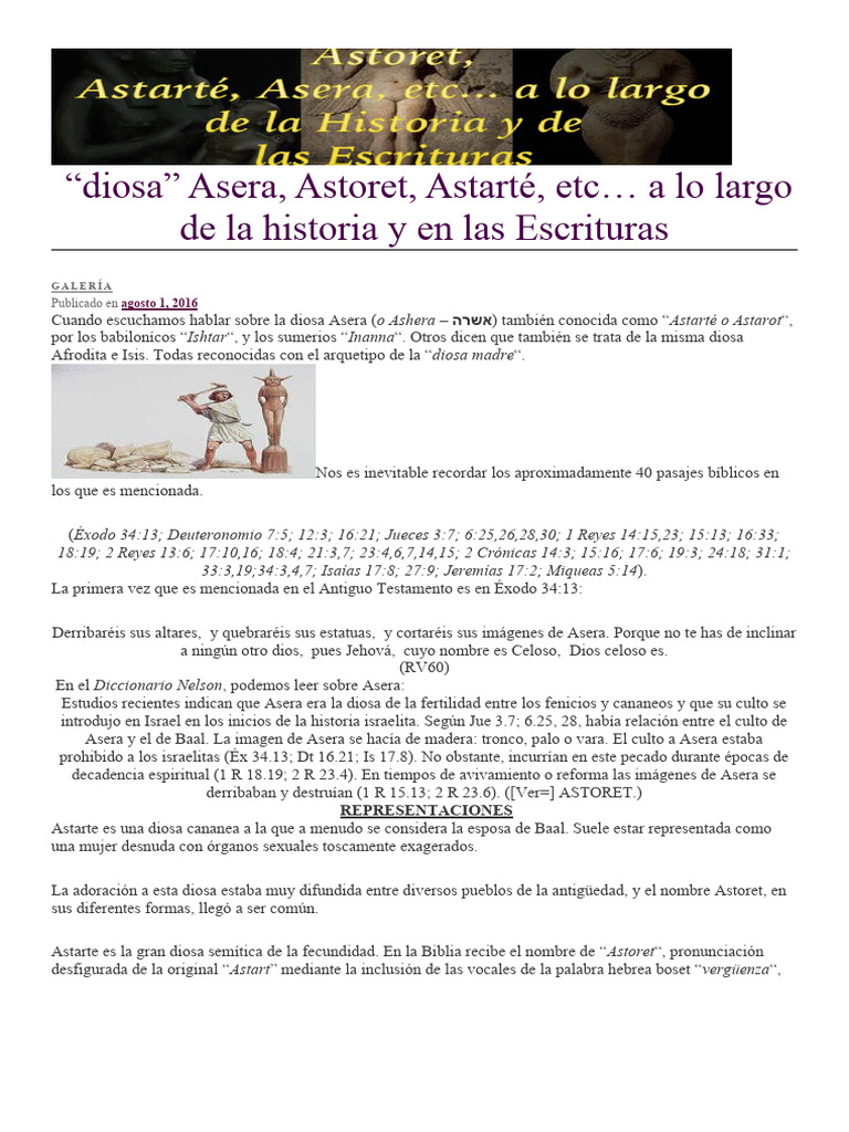 Asera y Astarté: Diosas de la Fertilidad | PDF
