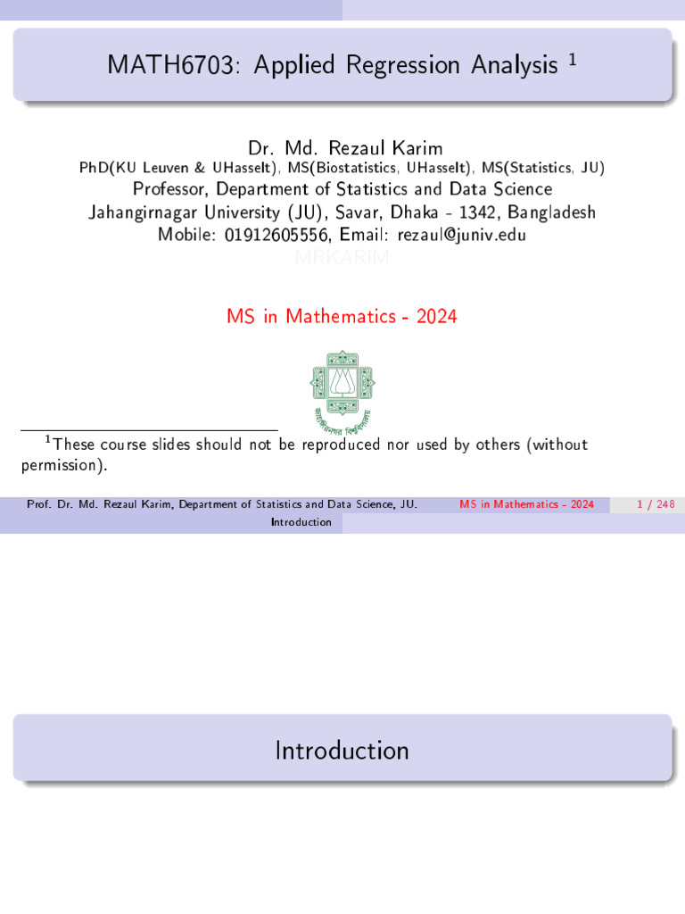 STAT.203 Applied Regression | PDF | Regression Analysis | Statistics