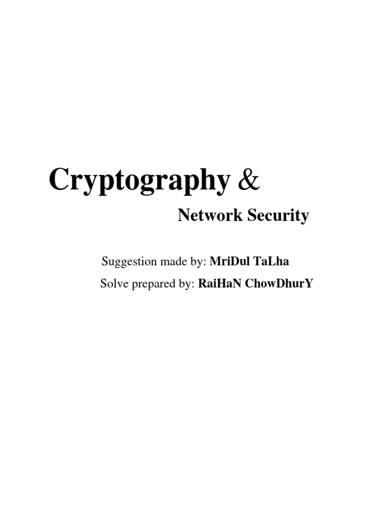 Computer And Network Security Solve Pdf Key Cryptography Cryptography