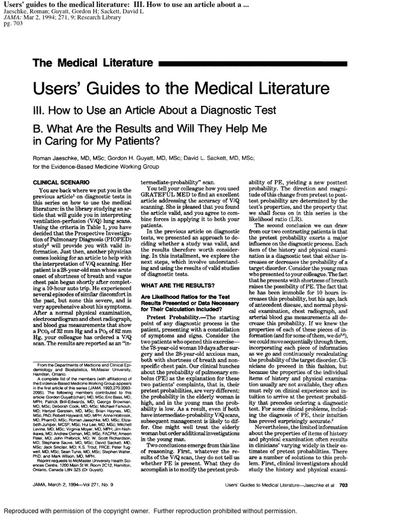Users' Guide To The Medical Literature | PDF