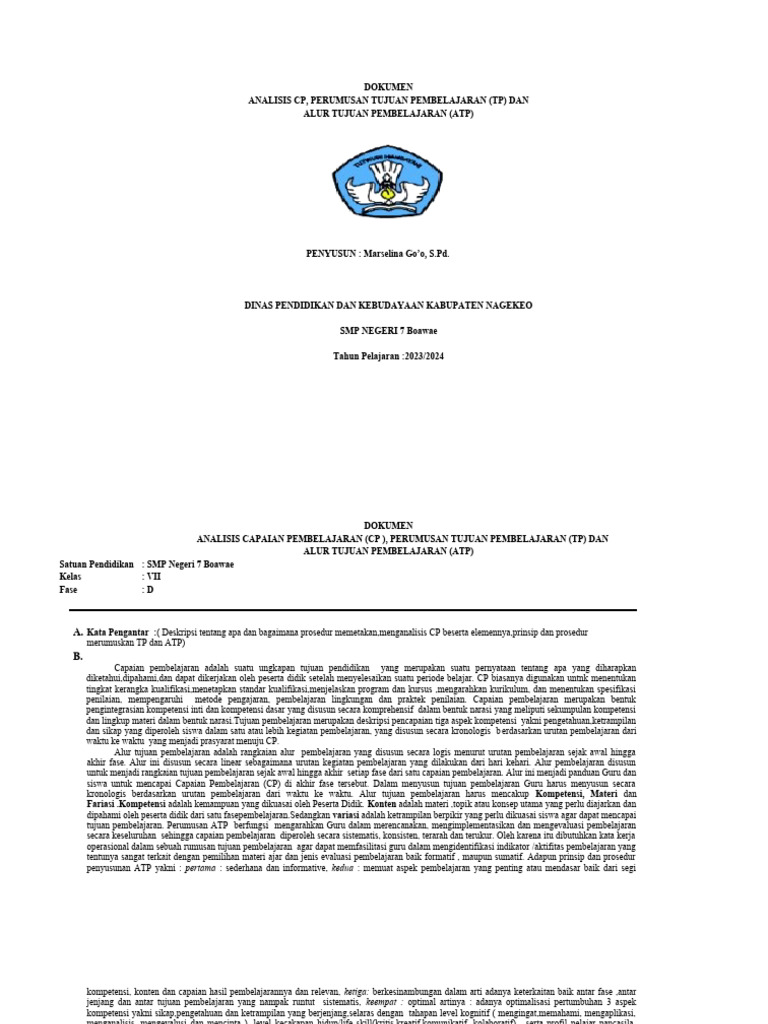 ANALISIS CP - TP ATP MAPEL PPKN | PDF