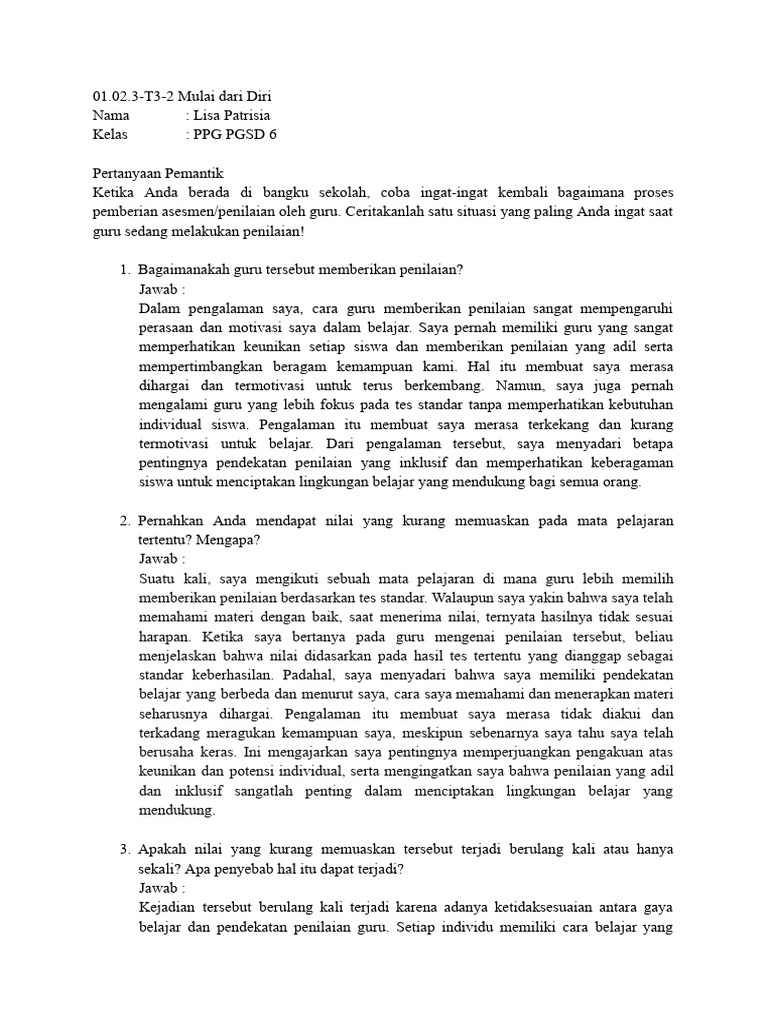01.02.3-T3-2 Mulai Dari Diri | PDF | Karier & Perkembangan | Kesehatan Holistik