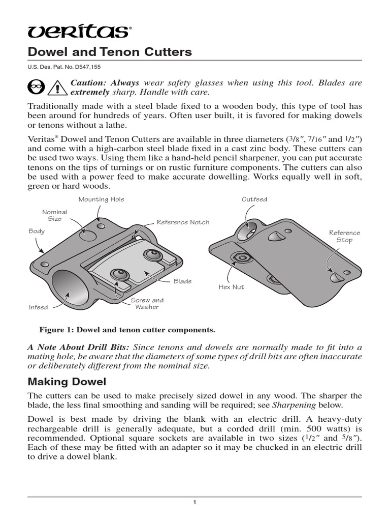 Veritas Dowel and Tenon Cutters C 01 e | PDF | Drill | Screw