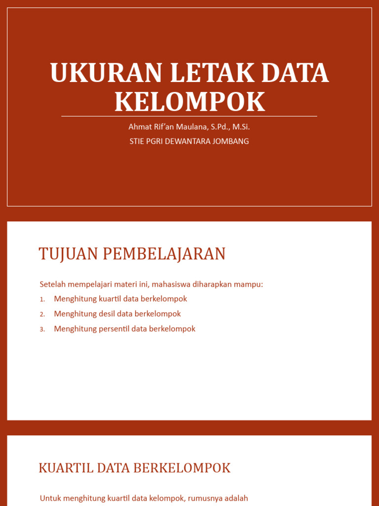 Ukuran Letak Data Kelompok - Mahasiswa | PDF