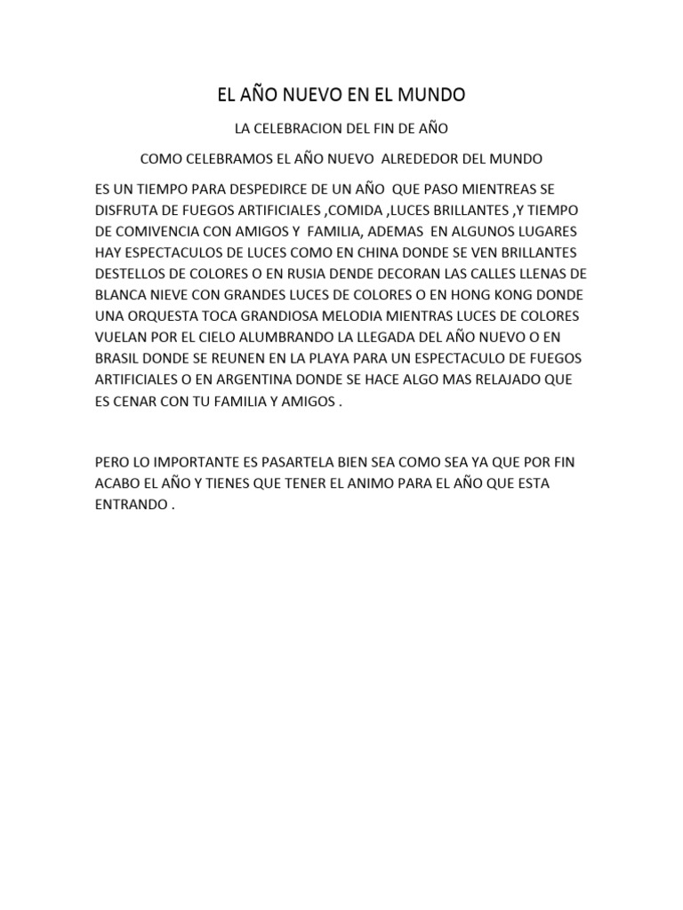 El Año Nuevo en El Mundo | PDF