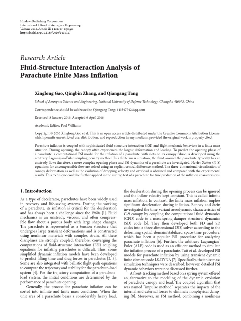 Fluid-Structure Interaction Analysis of Parachute | PDF | Computational Fluid Dynamics | Navier ...