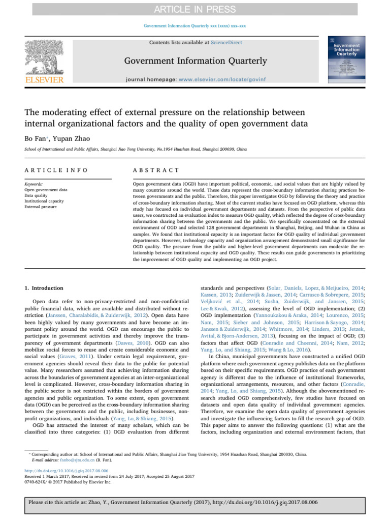 The Moderating Effect of External Pressure On The Relationship Between ...