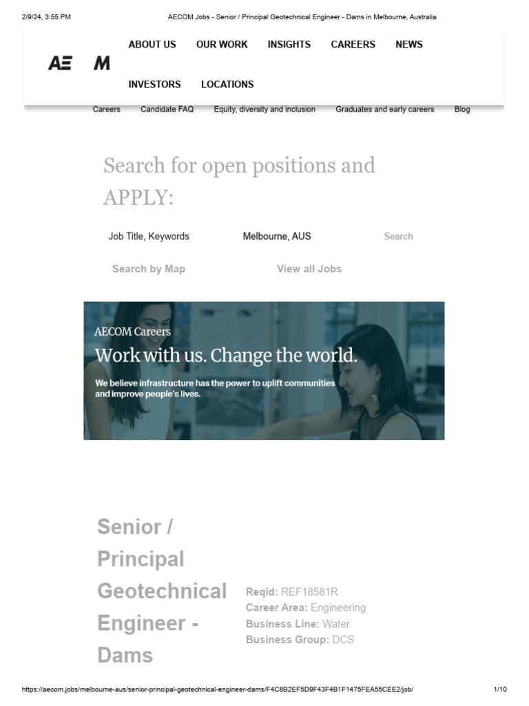 AECOM Jobs - Senior - Principal Geotechnical Engineer - Dams in Melbourne, Australia | PDF ...