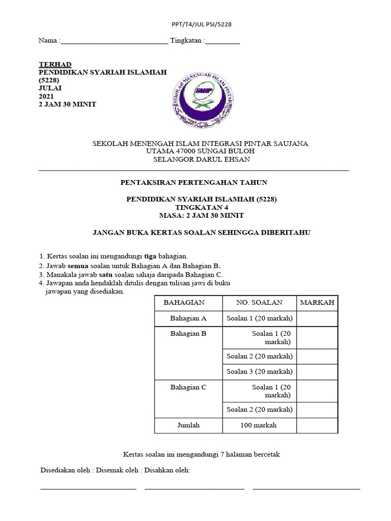 PPT PSI Tingkatan 4 | PDF