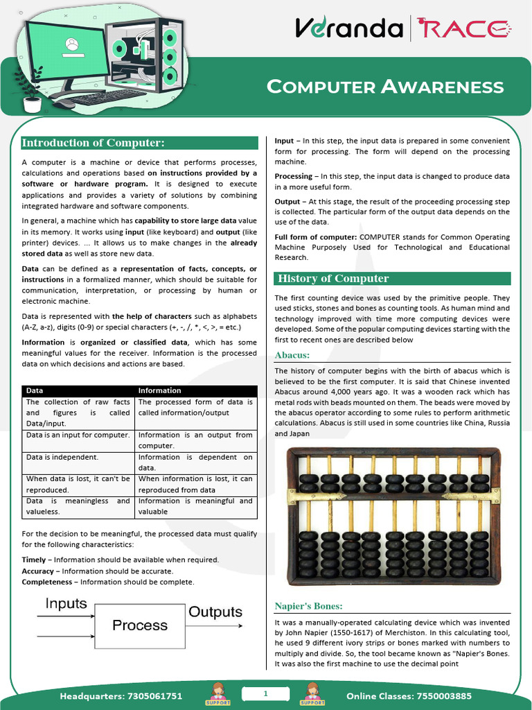 Computer Awareness | PDF | Computer Data Storage | Random Access Memory