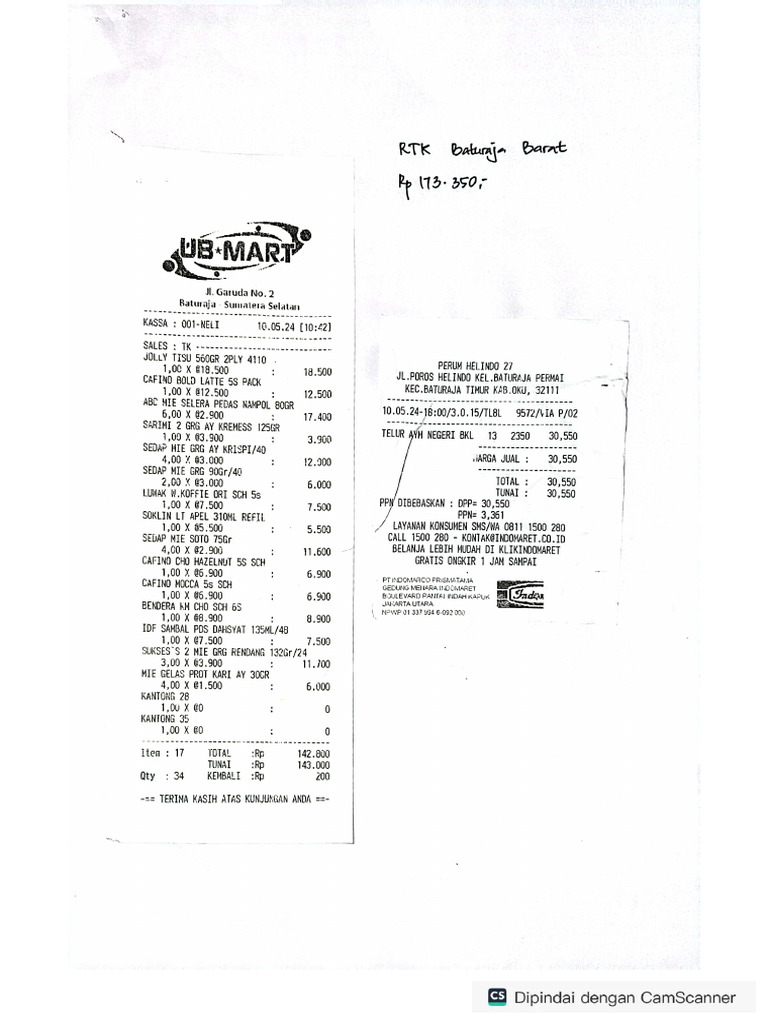 Scan Nota Baturaja Barat | PDF