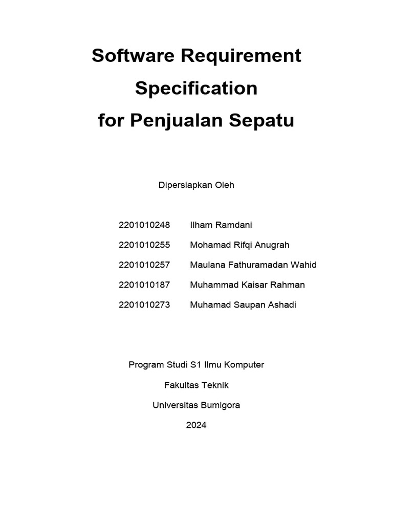 Software Requirement Specification | PDF | Komputer | Teknologi & Rekayasa