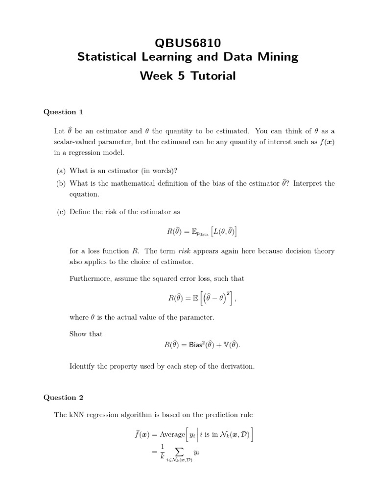Week 5 Tutorial | PDF | Estimator | Regression Analysis
