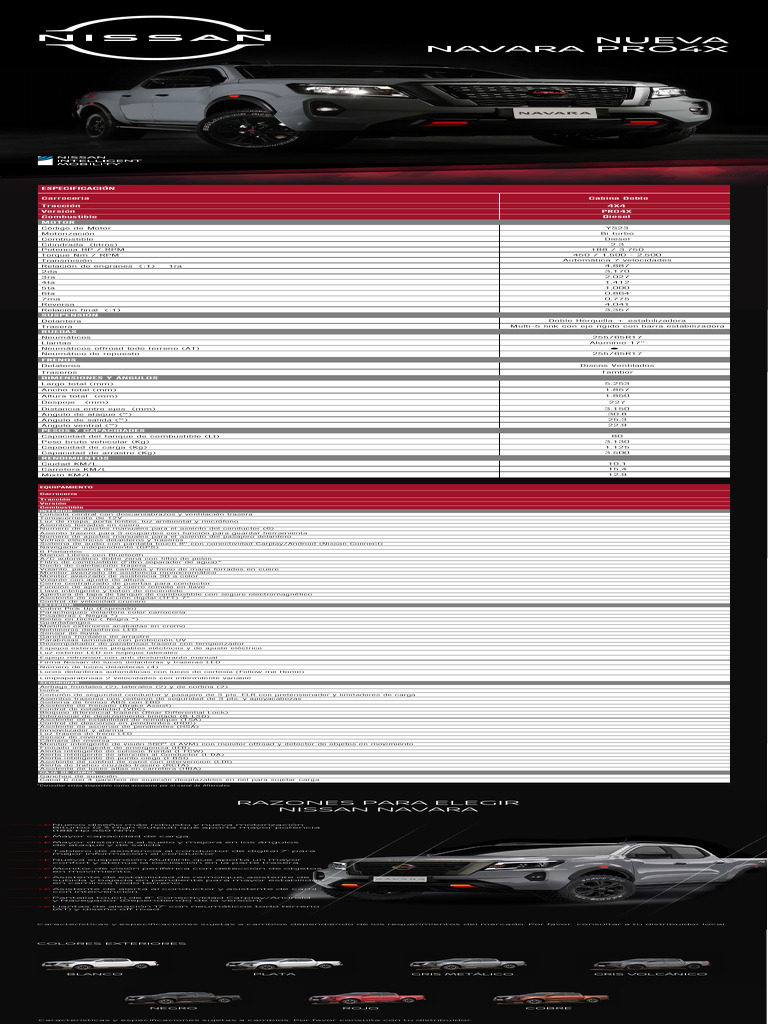 Ficha Tecnica Navara | PDF | Tracción en las cuatro ruedas | Airbag