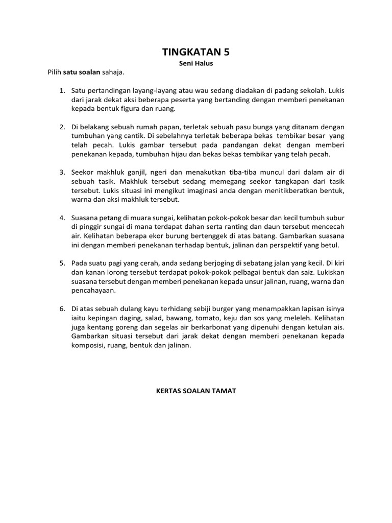 Soalan PSV Tingkatan 5 | PDF | Griya & Taman