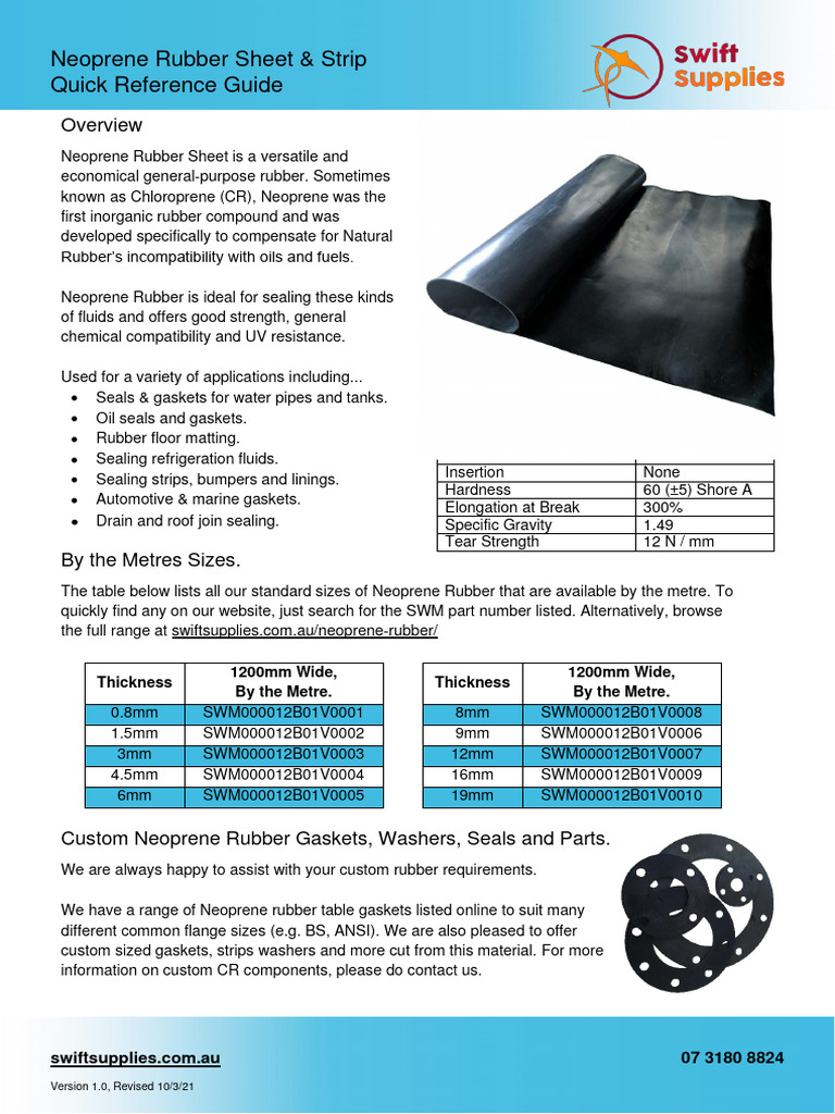 Neoprene Rubber Sheets & Strips Guide | PDF | Natural Rubber | Building ...