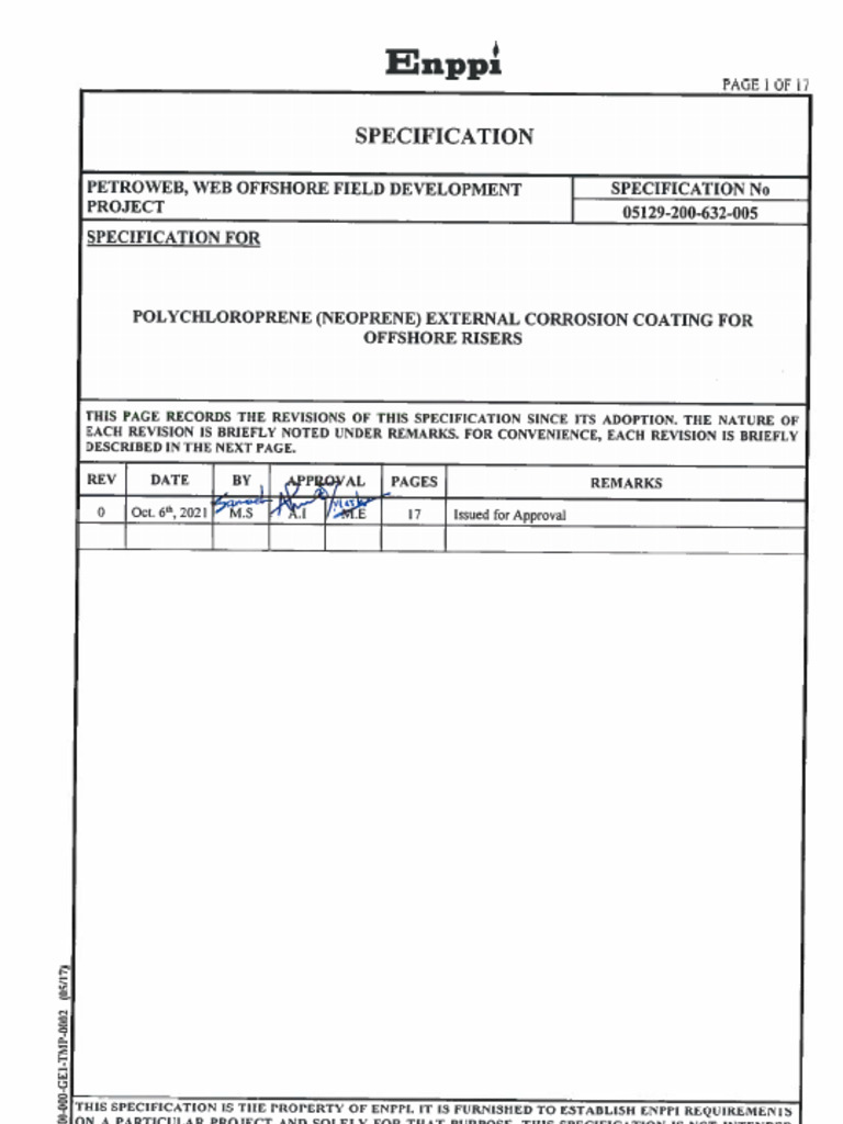 Offshore Riser Neoprene Coating Specs | PDF | Pipe (Fluid Conveyance ...