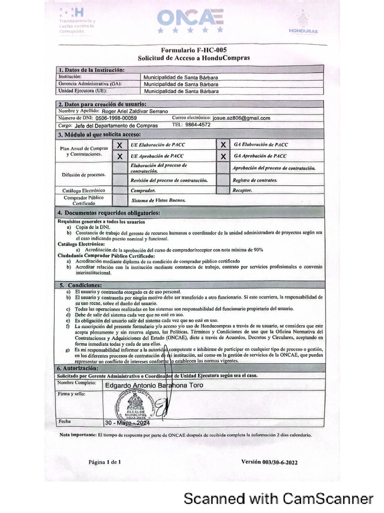 Solicitud ONCAE | PDF