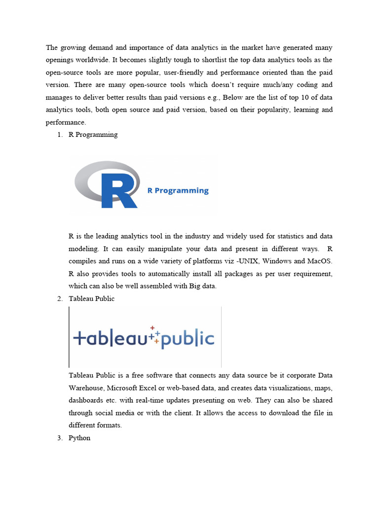 Tool for data analysis | Download Free PDF | Sas (Software) | Python (Programming Language)