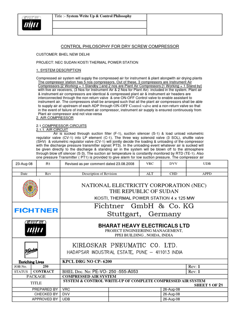 Compressed Air System Control Philosophy | PDF | Pump | Mechanical Engineering