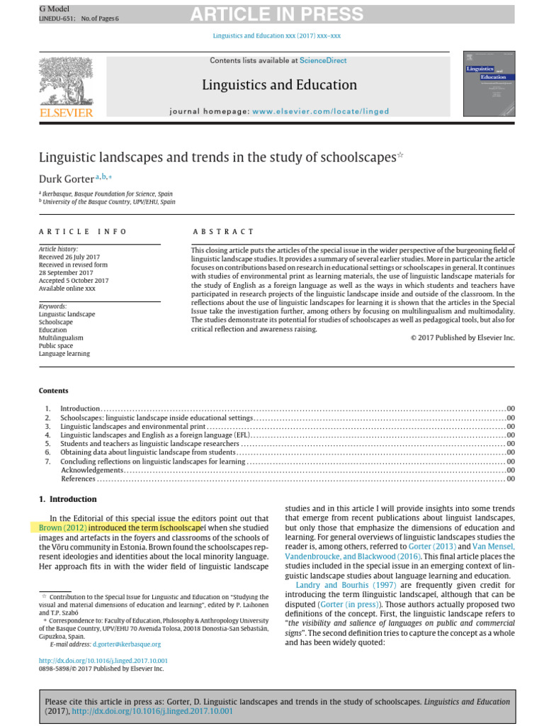 Linguistic Landscapes in Education | PDF | Linguistics | Multilingualism