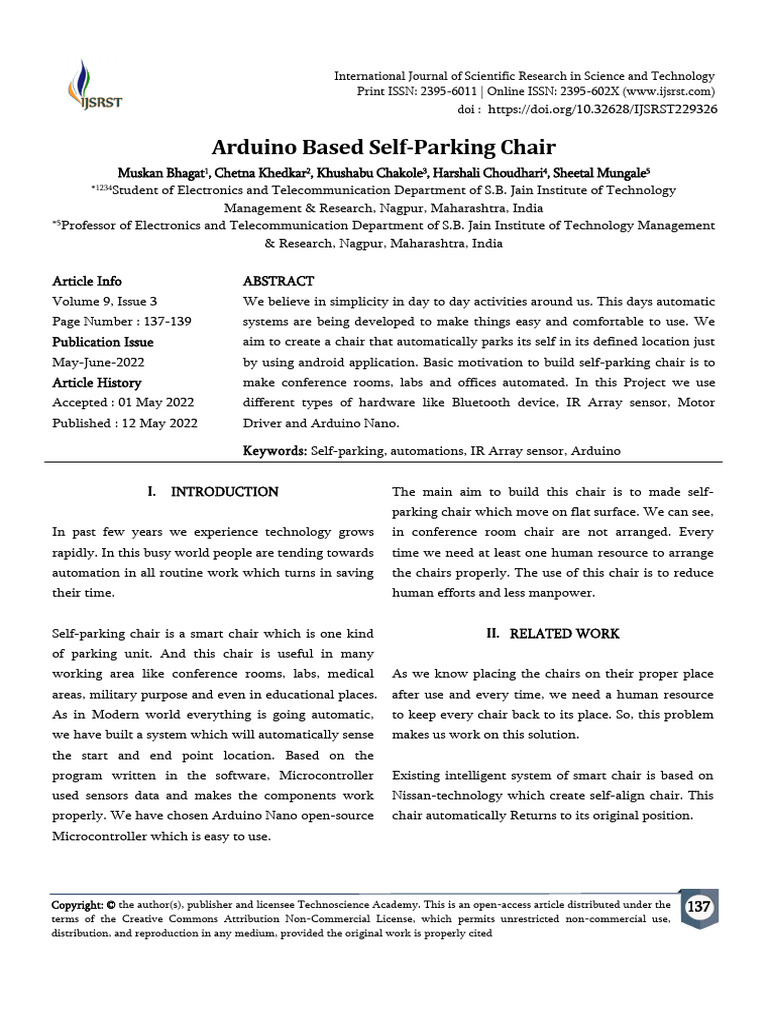 Arduino_Based_Self_Parking_Chair | PDF | Arduino | Embedded System Arduino_Based_Self_Parking_Chair | PDF | Arduino | Embedded System