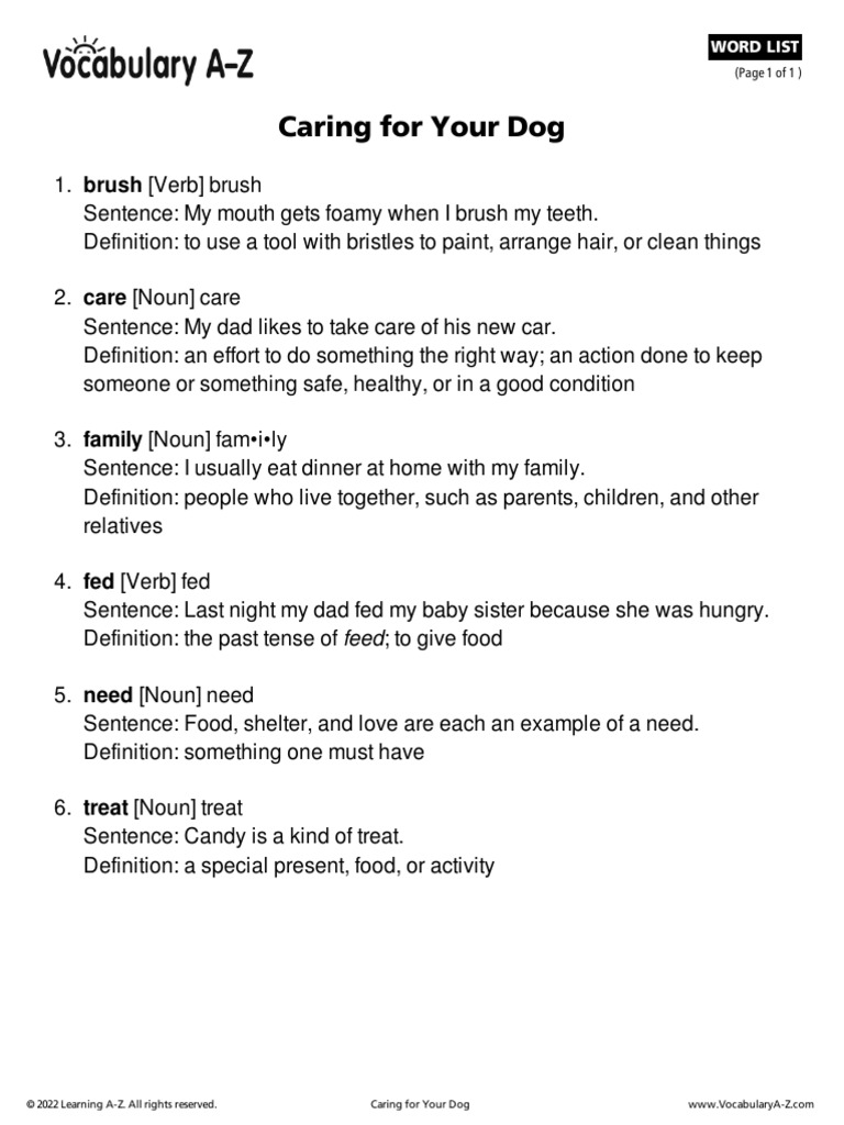 Caring for Your Dog | PDF | Verb | Noun