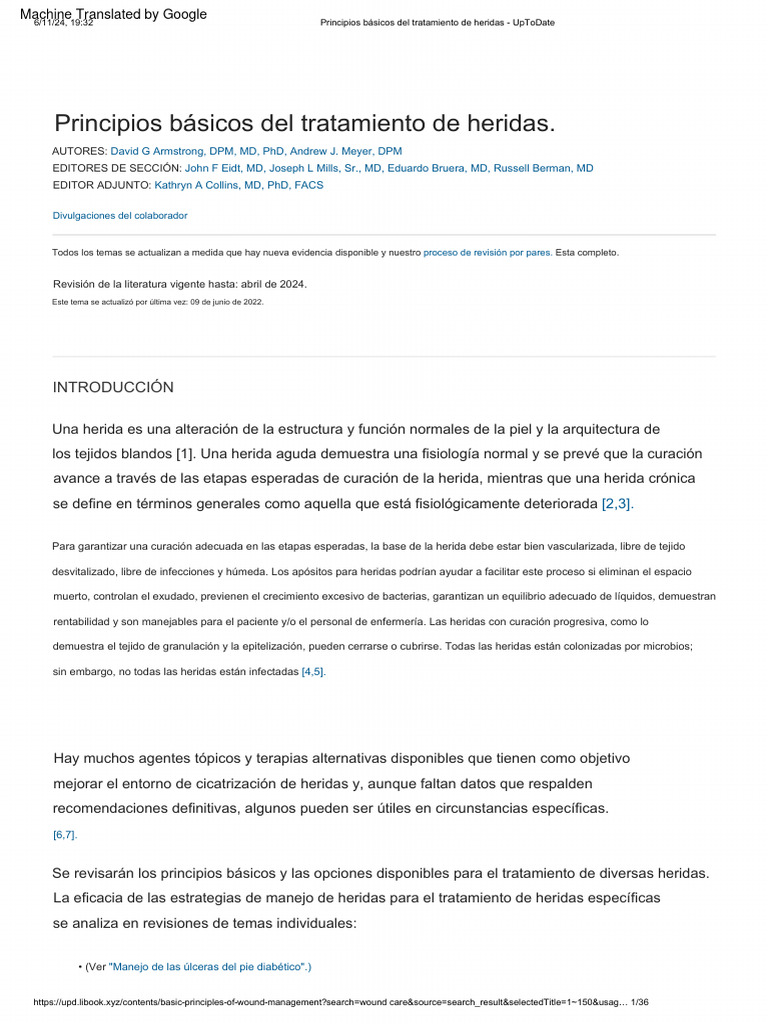 Basic Principles of Wound Management - UpToDate | Descargar gratis PDF ...