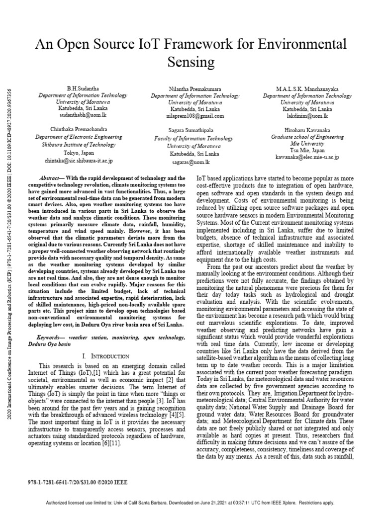 An Open Source Iot Framework For Environmental Sensing Pdf Internet Of Things Sensor