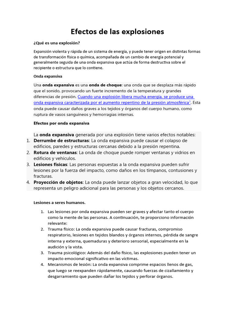 Efectos De Las Explosiones Pdf Onda De Choque Tinnitus 0871