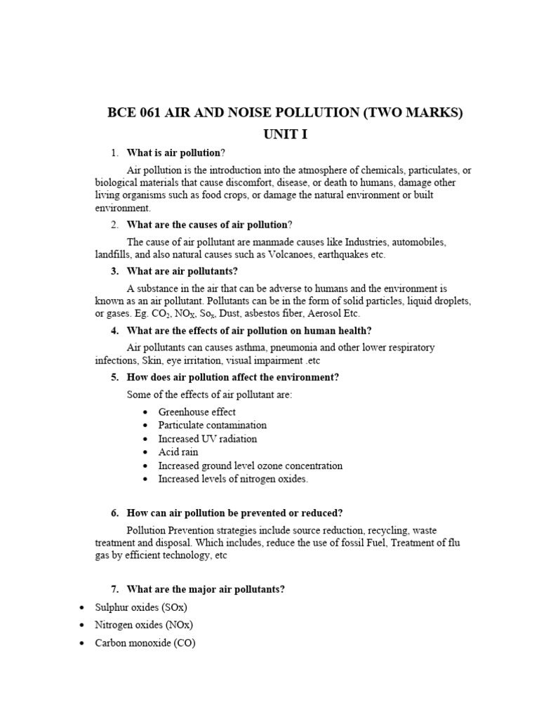 Air Pollution: Causes, Effects, and Control | PDF | Air Pollution ...