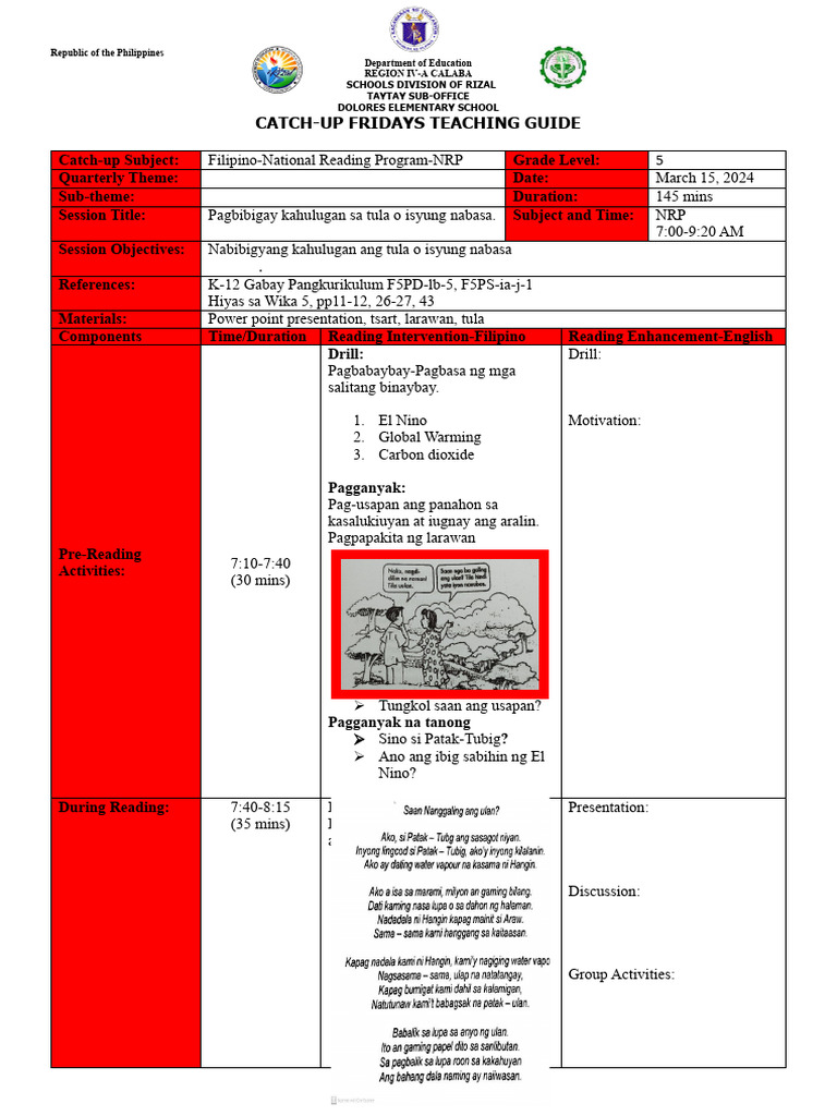 Catch Up Friday Lesson Plan | PDF