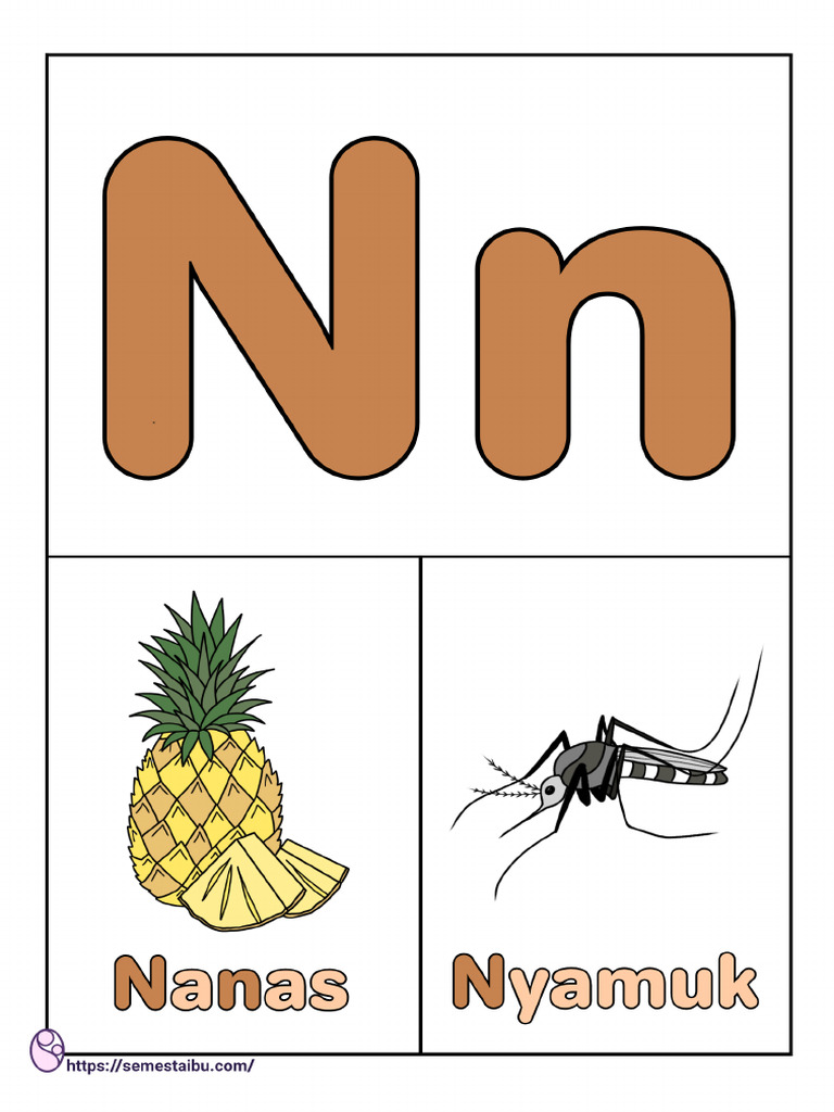 Mengenal Huruf Flashcard Anak N | PDF