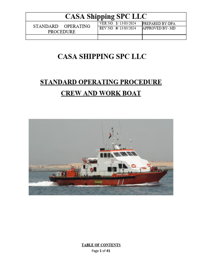 SOP-Crew and Work Boat | PDF | Risk | Hazards