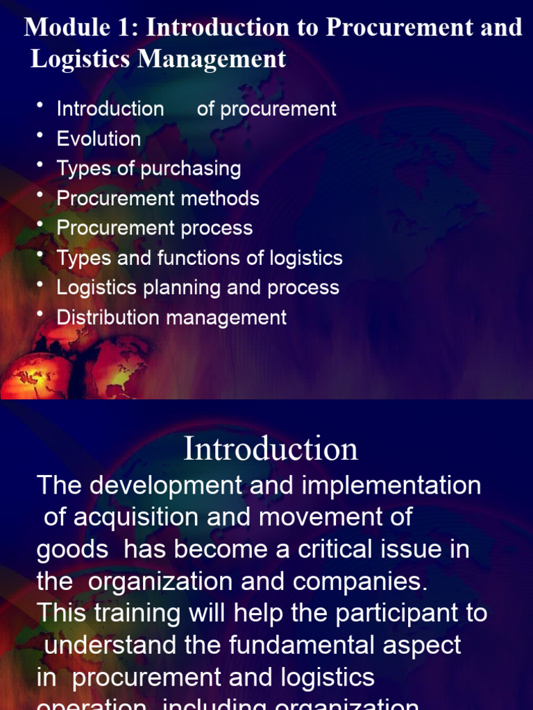 Procurement and Logistics Management Basics | PDF | Procurement | Logistics