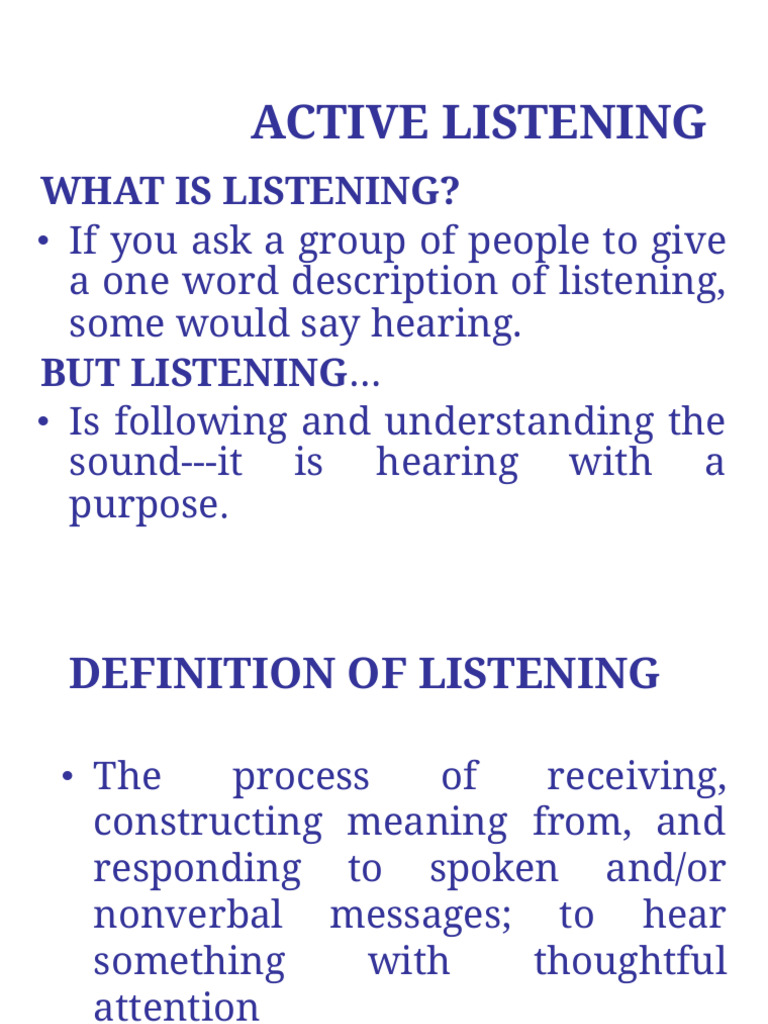 ACTIVE LISTENING | PDF | Nonverbal Communication | Empathy