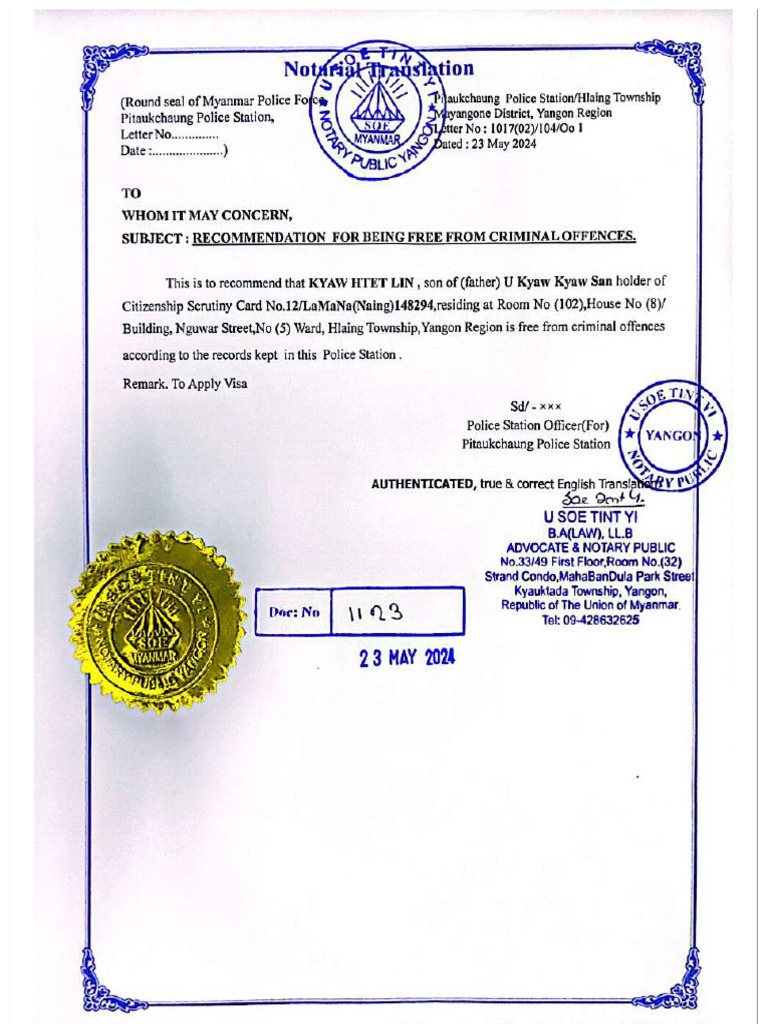 Township & Criminal Recommendation Letter - Compressed | PDF