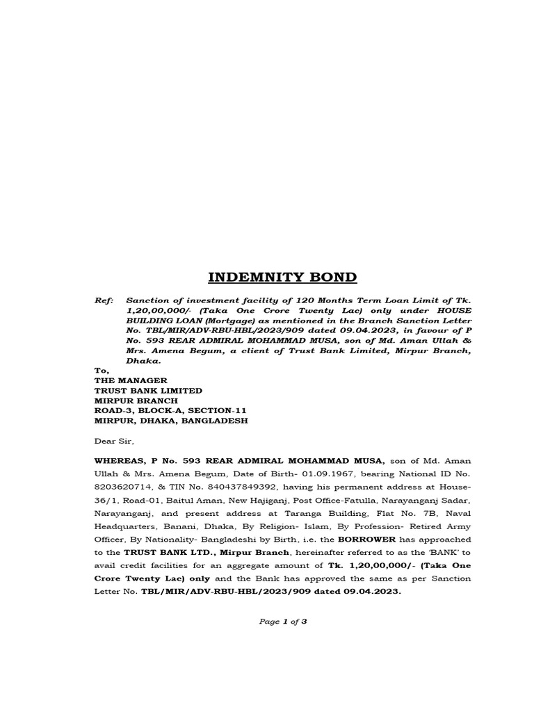 Indemnity Bond | Download Free PDF | Indemnity | Insurance