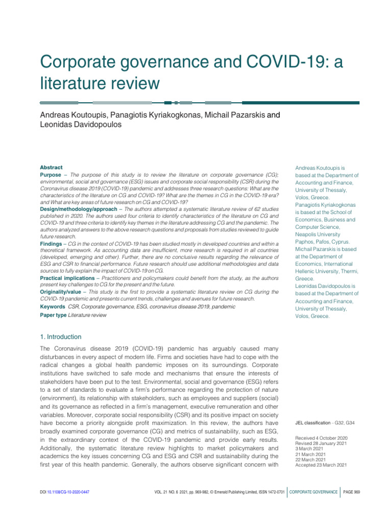 2021 - CG-IJBS - A Koutoupis, P Kyriakogkonas, M Pazarskis, D Leonidas - Corporate Governance ...