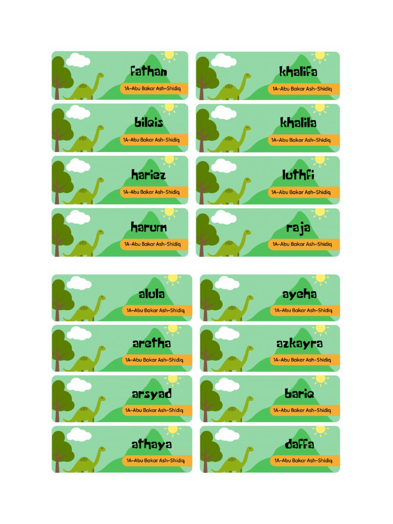 Label Kelas 1a | PDF