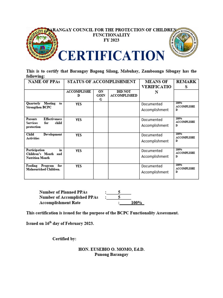 10 AWFPC Accomplishment | PDF