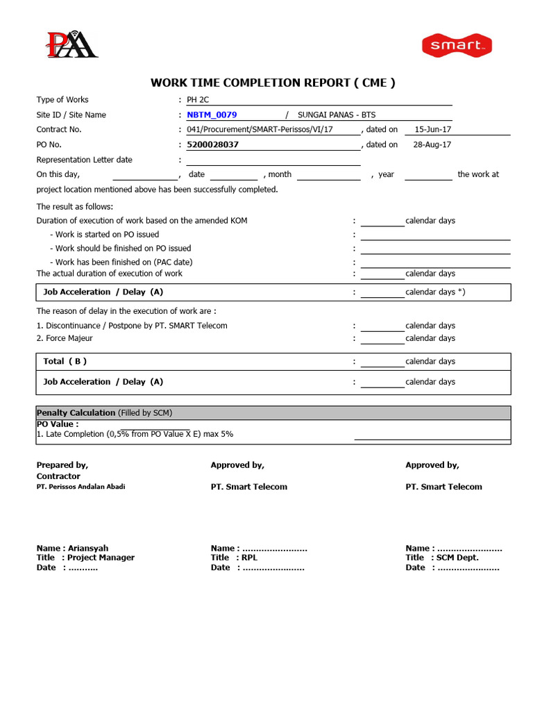 CME Reg 19 - Work Time Completion Report | PDF
